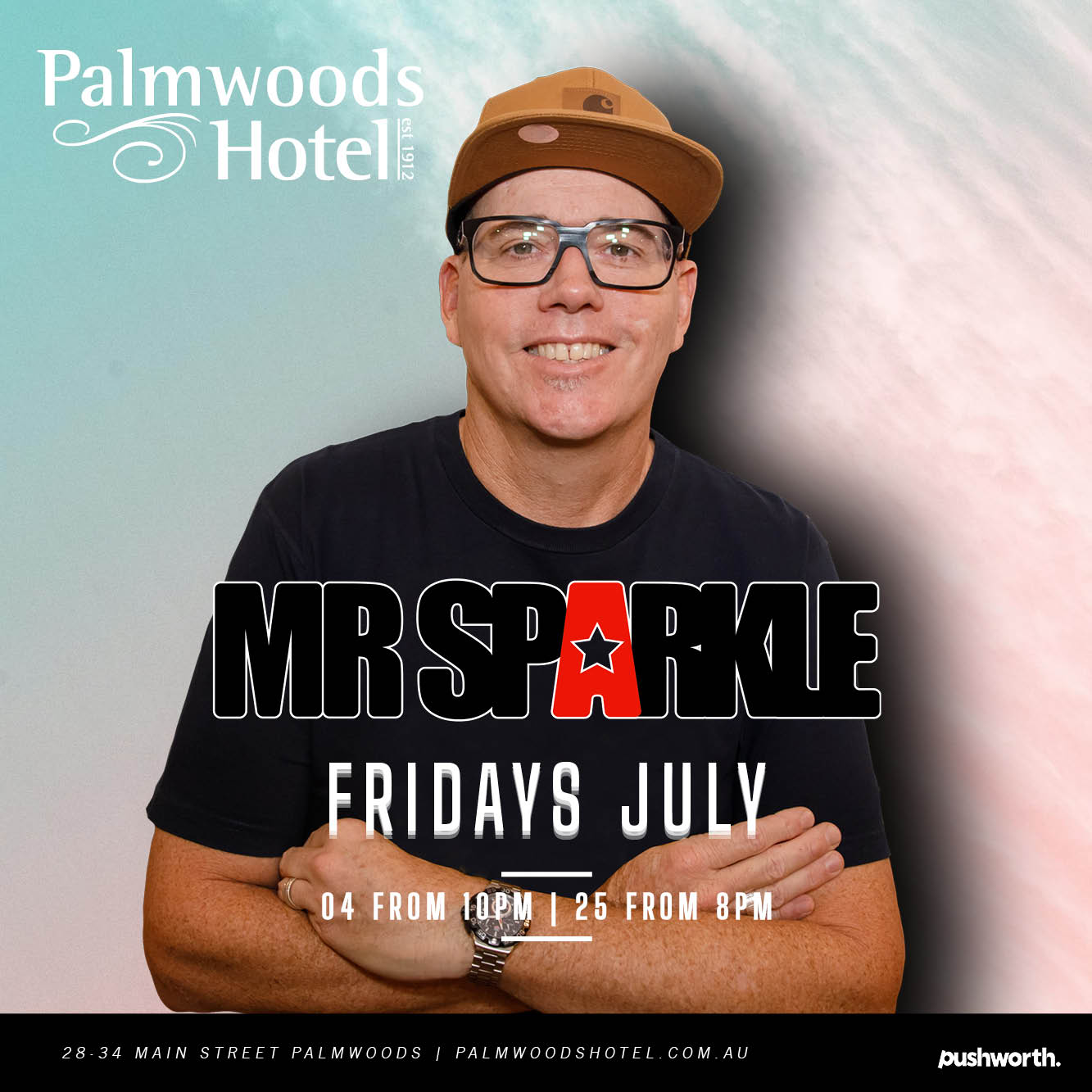 Mr Sparkle playing at Palmwood Hotel every Friday in JulyDJ Mr Sparkle
